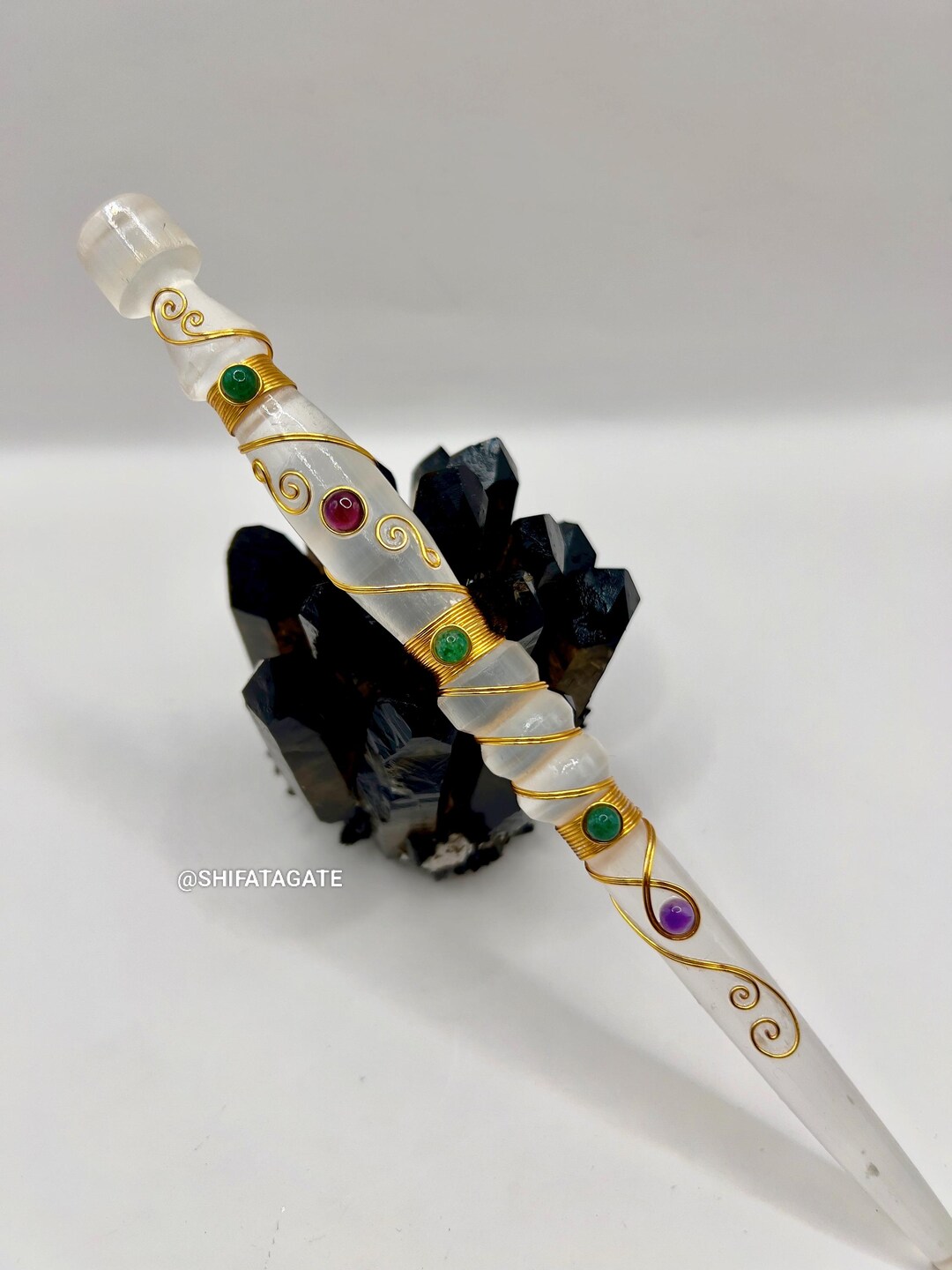 Handcrafted Selenite Crystal Wand: Wire Wrapped Healing Stone - Etsy