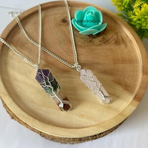Natural Healing Crystal Point Tree of Life Wire Wrapped Stone Pendant ...