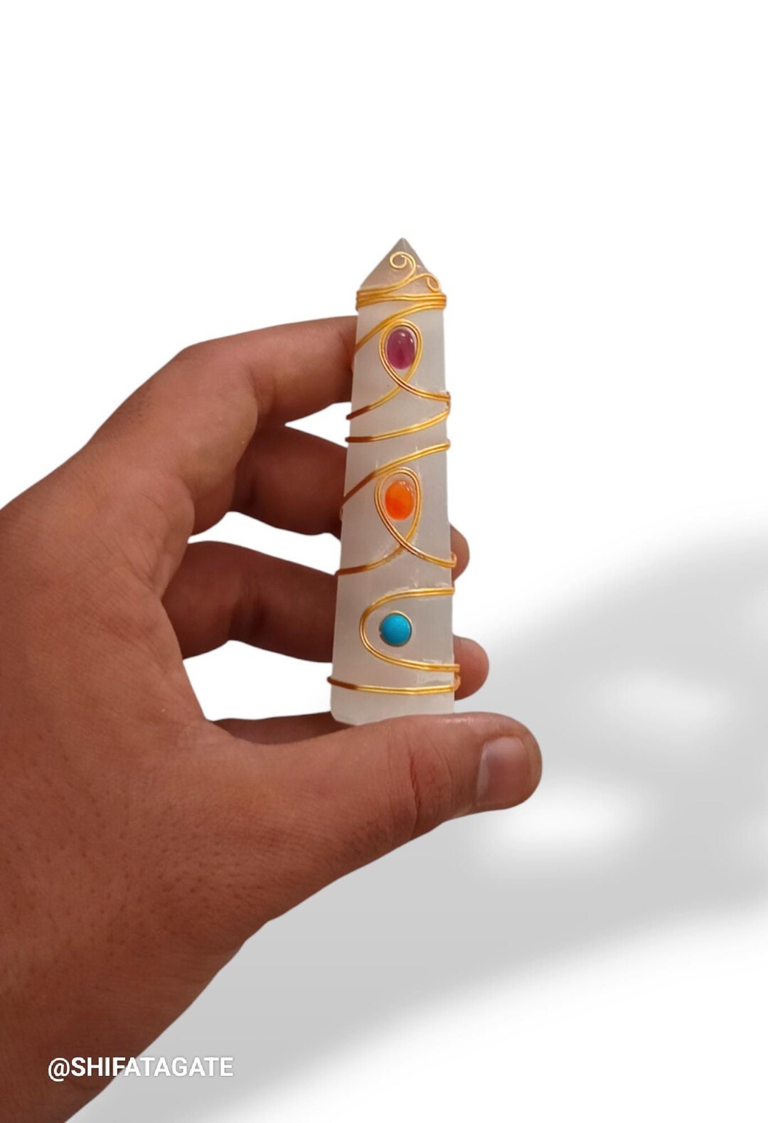 Handmade Selenite & Pyrite Crystal Wand: Wire Wrapped Magic Tower - Etsy
