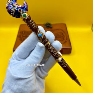 Handmade Aura Quartz Crystal Pen | Moon & Arrow Gemstone Writing Pen - Etsy