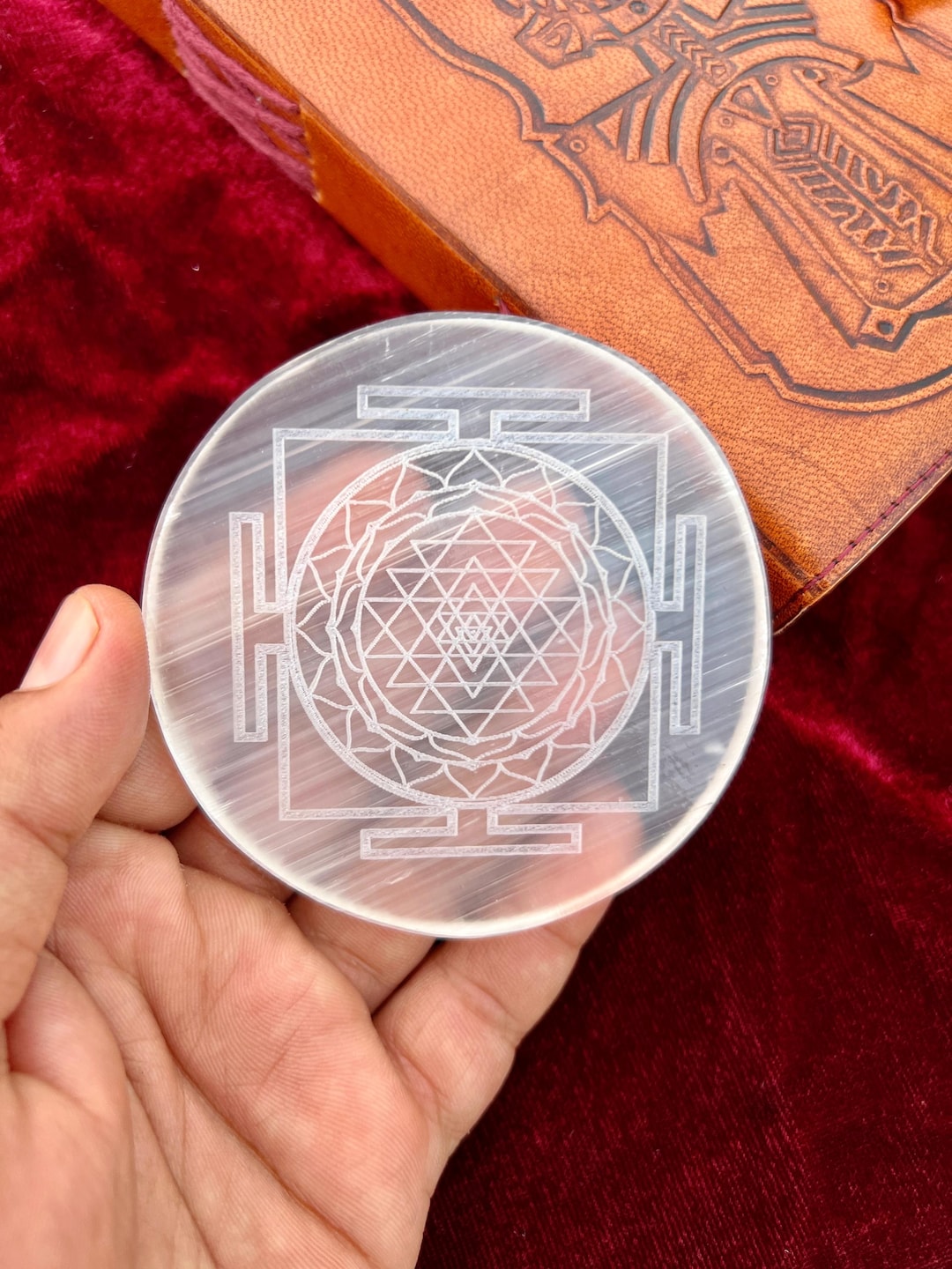 Selenite Crystal Charging Plate: Round Cleansing Disc - 4 Inch - Etsy
