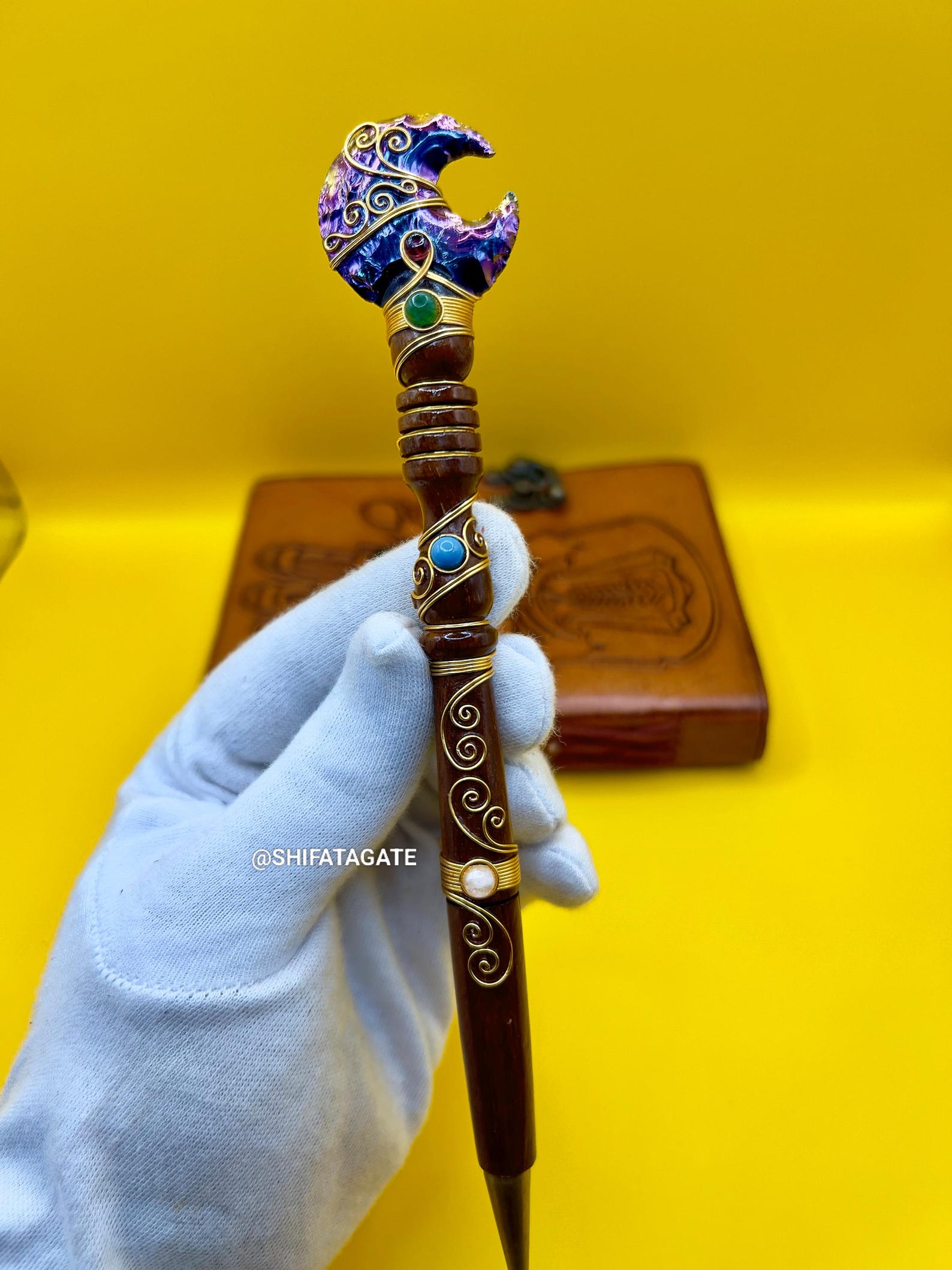 Handmade Aura Quartz Crystal Pen | Moon & Arrow Gemstone Writing Pen - Etsy