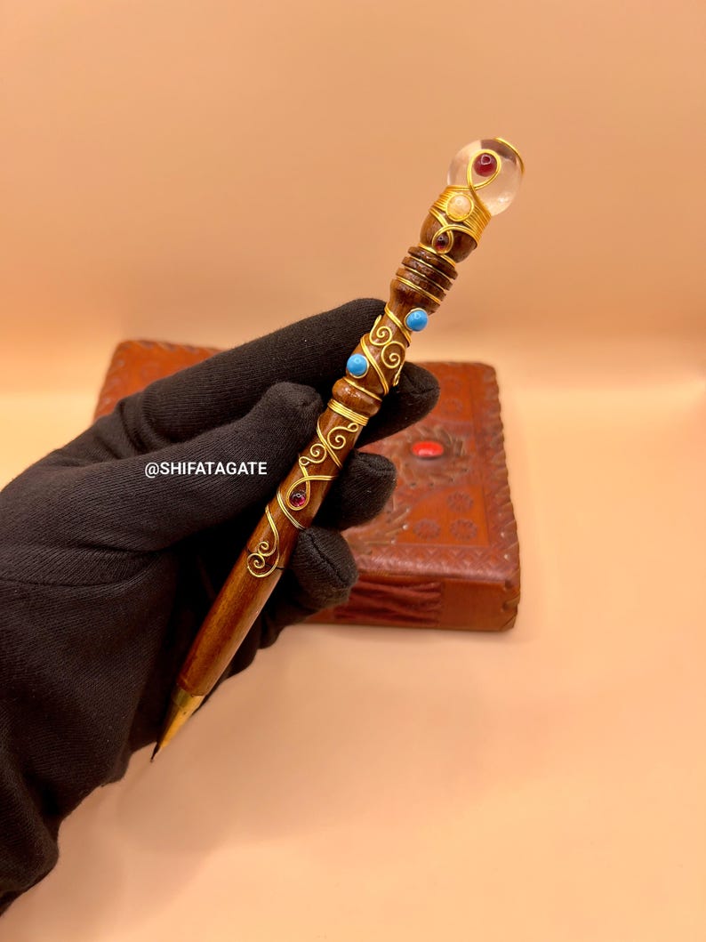 Clear Quartz Crystal Pen: Wire Wrapped Healing Wooden Pen - Etsy