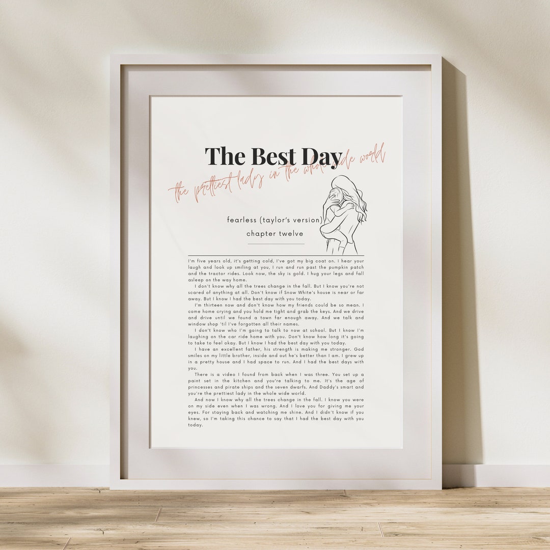 The Best Day Taylor Swift Book Print, the Best Day Taylor Wall Art ...