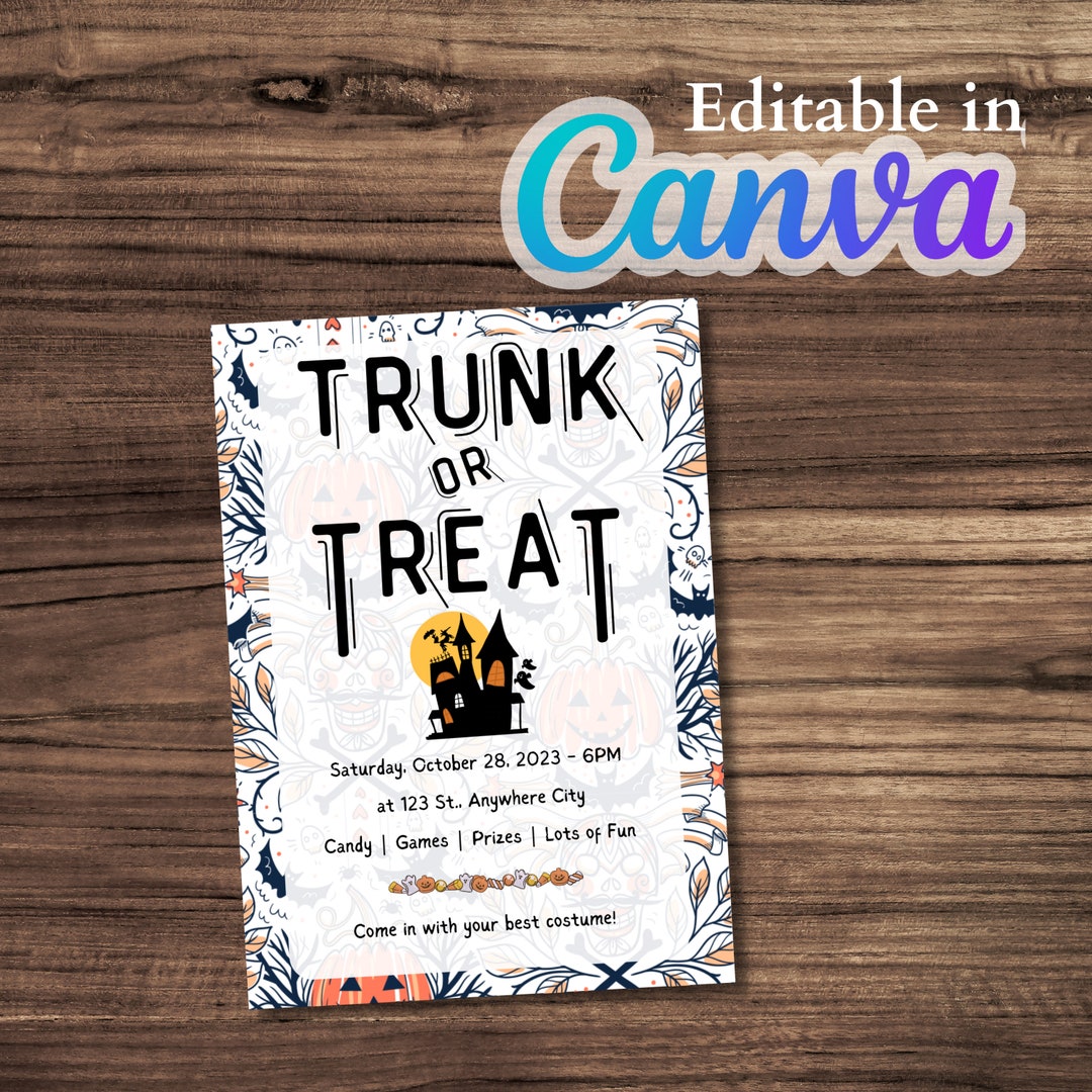 Editable Trunk or Treat Flyer Fall Festival Flyer Community - Etsy