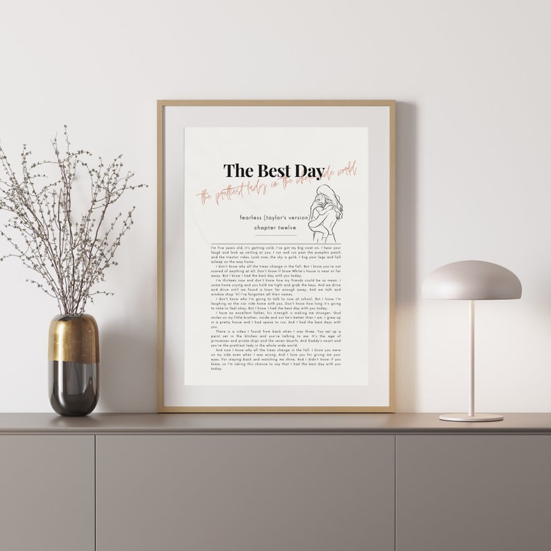 The Best Day Taylor Swift Book Print, the Best Day Taylor Wall Art ...