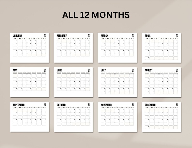 Printable 2023 Monthly Calendar A4 Size Calendar Minimalist Monthly ...