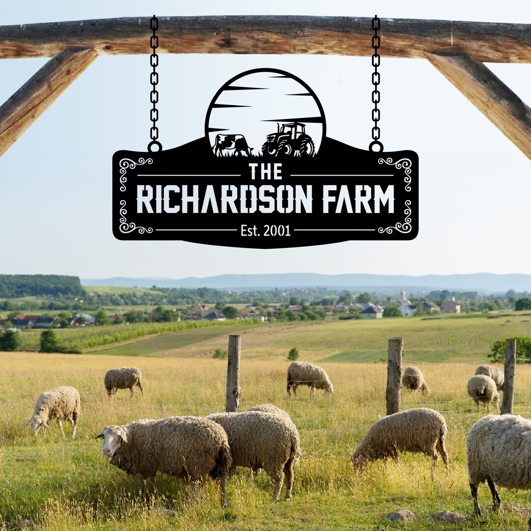 Custom Entrance Door Metal Sign, Farm Gate Sign, Your Name Wall Hanging ...