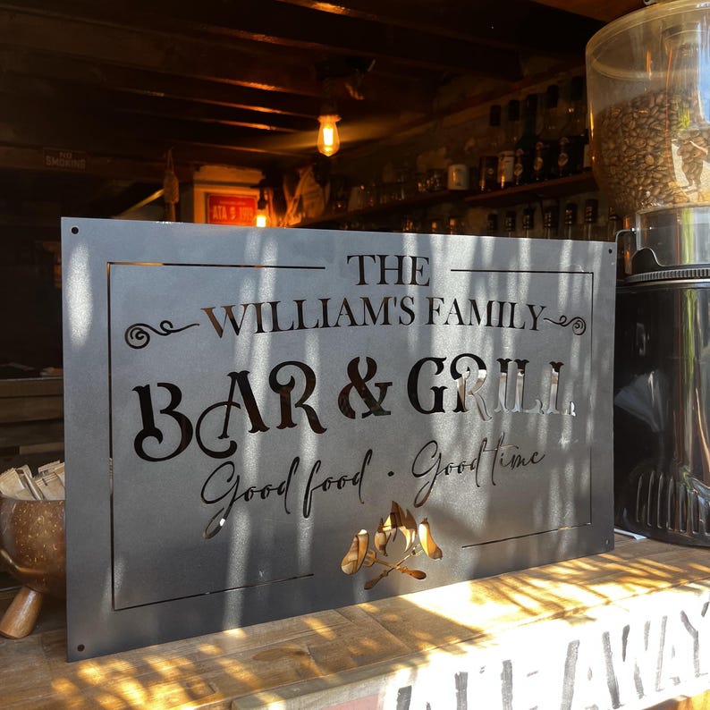 Personalized Family Bar and Grill Metal Sign, Custom Metal Sign Gift ...