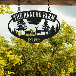 Personalized Farm Entrance Metal Sign, Deer Forest Ranch Sign,large ...