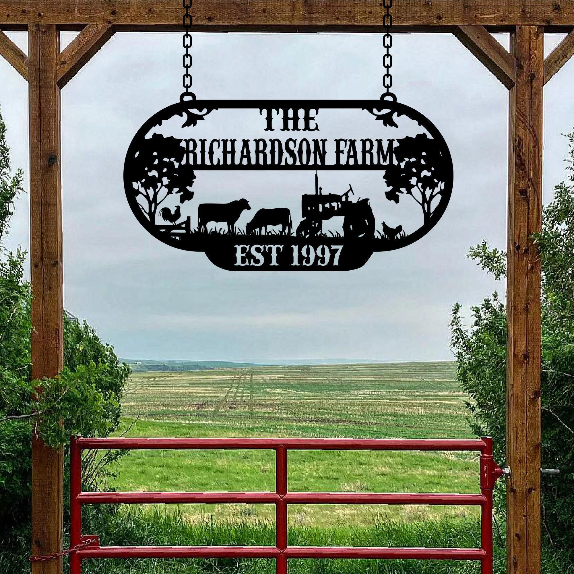 Custom Farmhouse Metal Entrance Sign, Ranch Metal Sign, Personalized ...