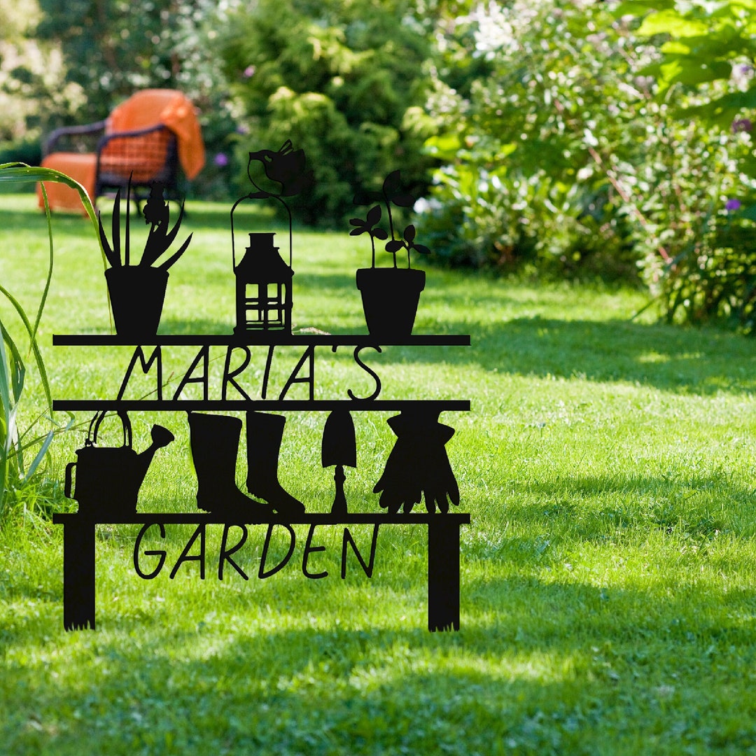 Personalized Garden Metal Sign, Garden Tools Design Sign With Strakes ...