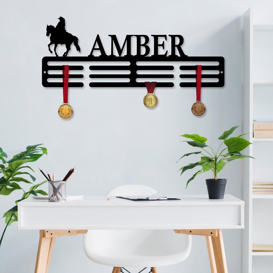Horse Custom Name Medal Hangers, Horse Rider Medals Display, 12 Rungs ...