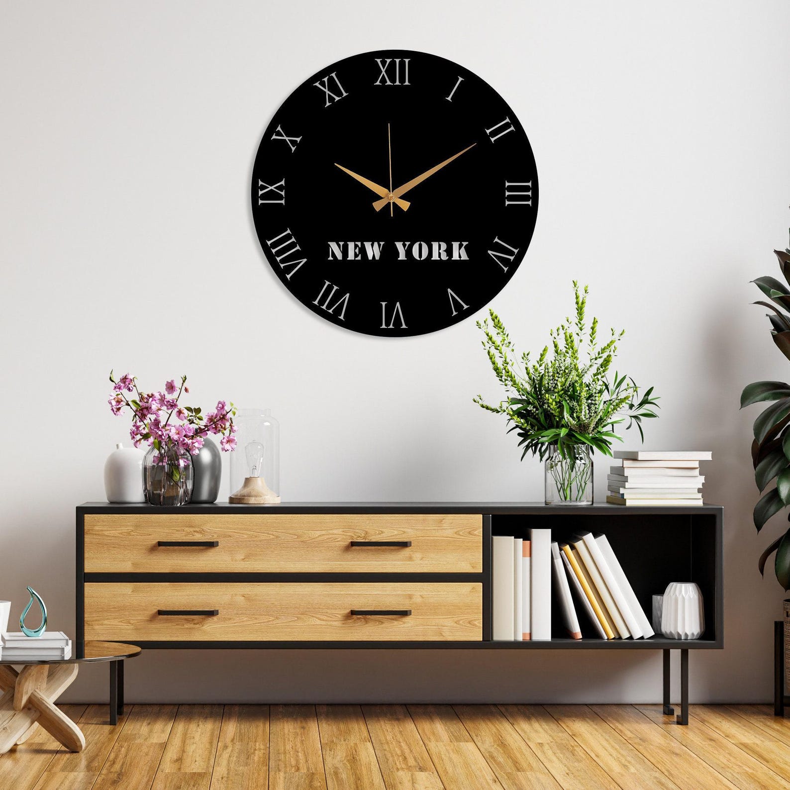 Custom City Name Metal Wall Clock, Personalized Large Wall Clock ...