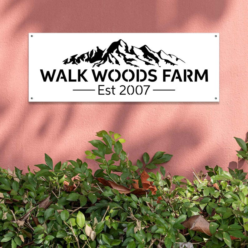 Custom Mountain Metal Farm Sign, Rustic Decor, Colored Barn Name Sign ...