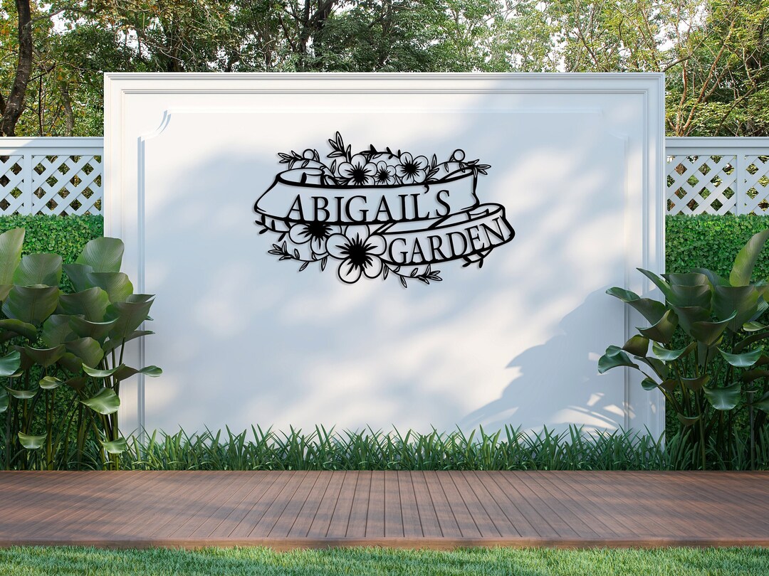 Custom Metal Garden Sign, Flower Design Garden Sign, Unique Home Decor ...