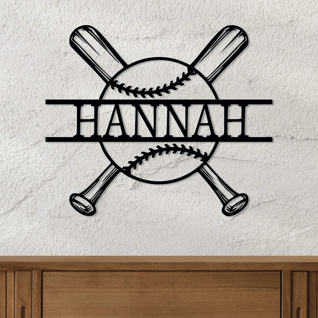 Personalized Metal Baseball Name Sign, Custom Softball Name Decor ...