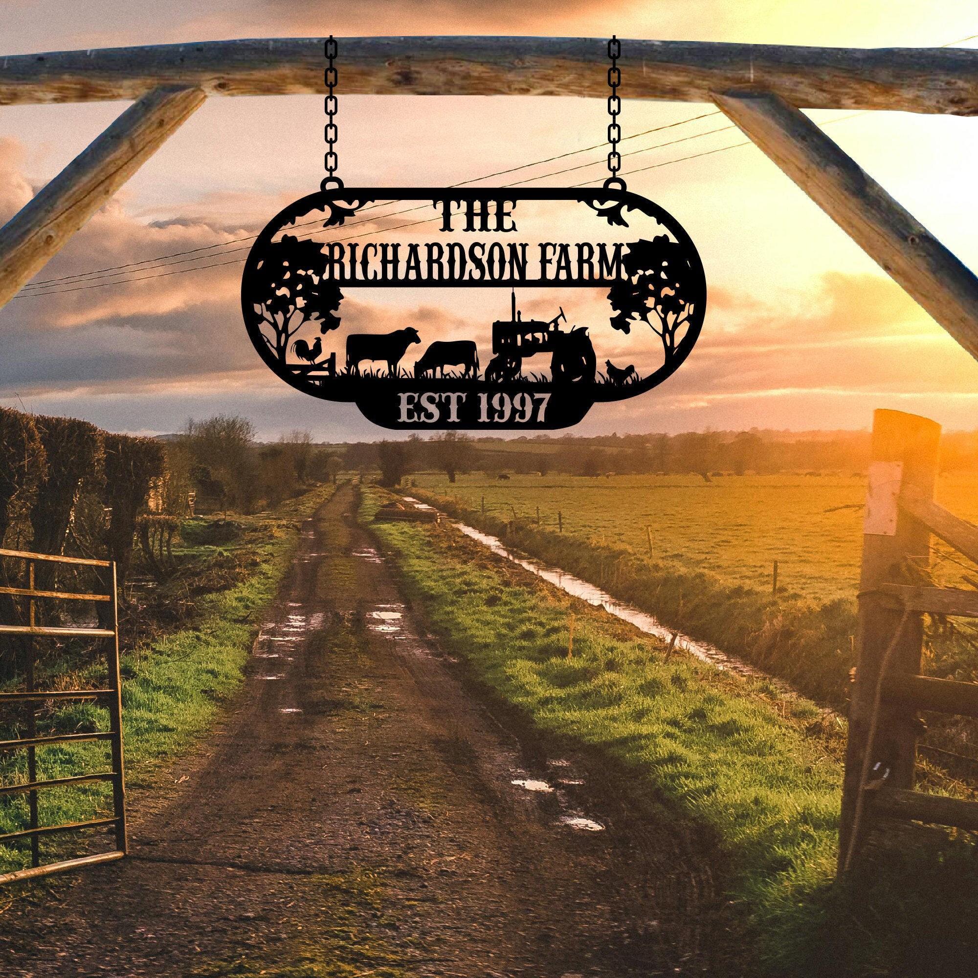 Custom Farmhouse Metal Entrance Sign, Ranch Metal Sign, Personalized ...