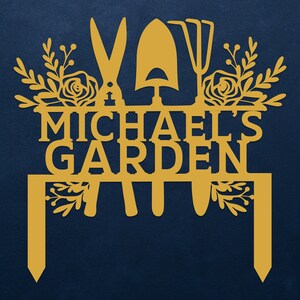 Custom Metal Garden Tools Sign With Stakes, Personalized Garden Name ...