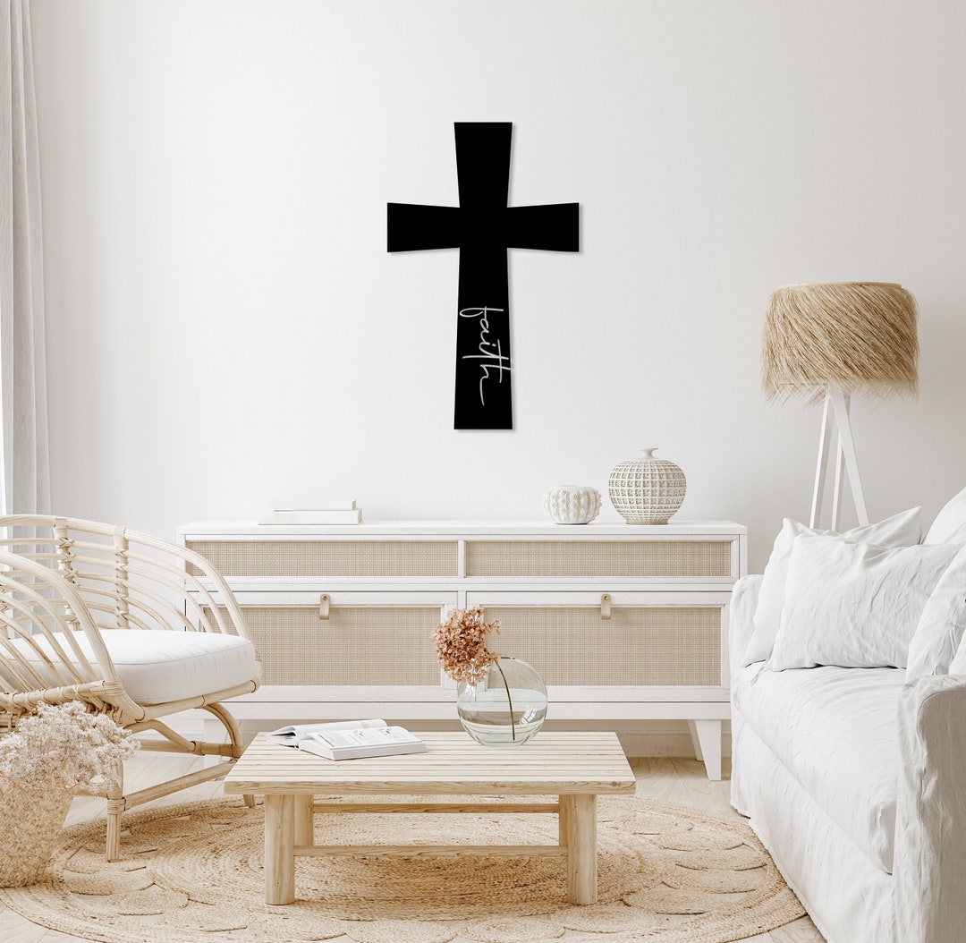 Metal Cross Wall Sign, Faith Cross Metal Wall Art, Christian Wall Art ...