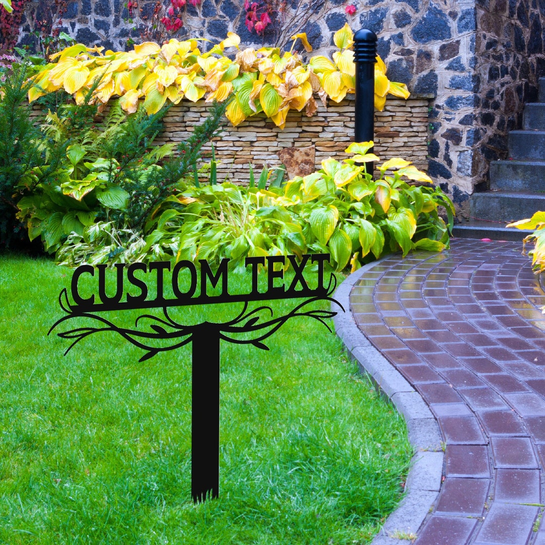 Custom Metal Text Garden Stakes, Personalized Garden Sign, Garden ...