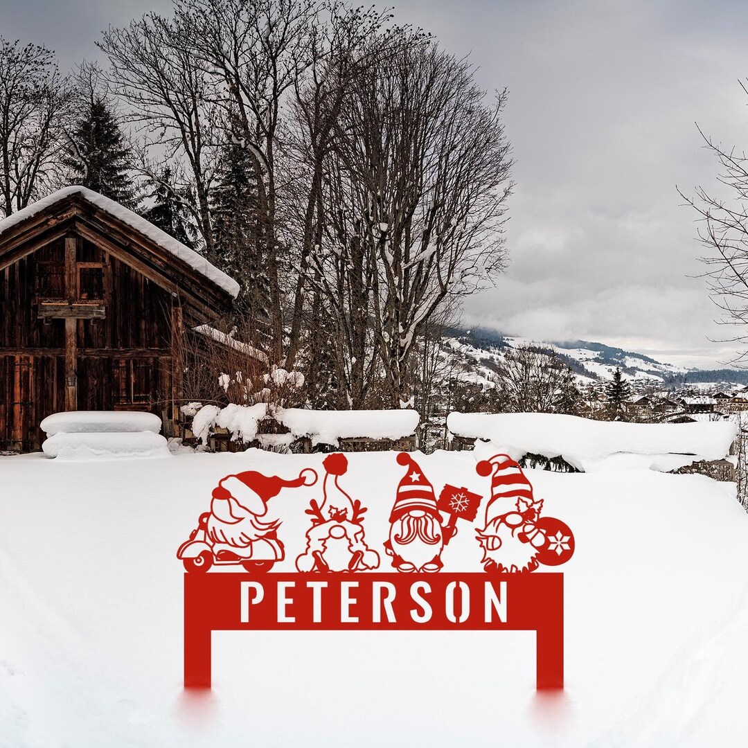 Custom Gnome Garden Sign, Christmas Garden Decor, Personalized Yard Art ...