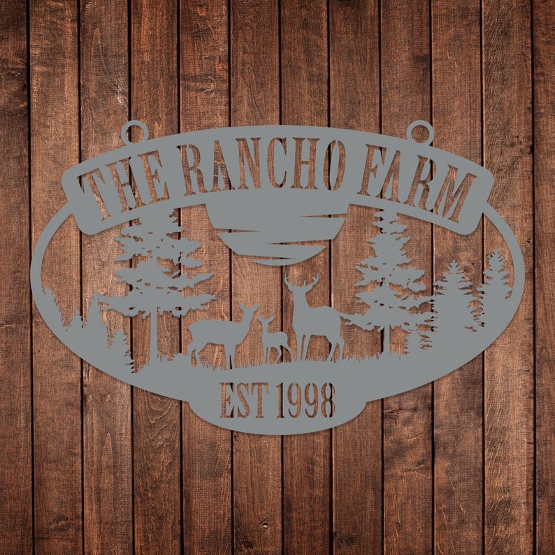 Personalized Farm Entrance Metal Sign, Deer Forest Ranch Sign,large ...