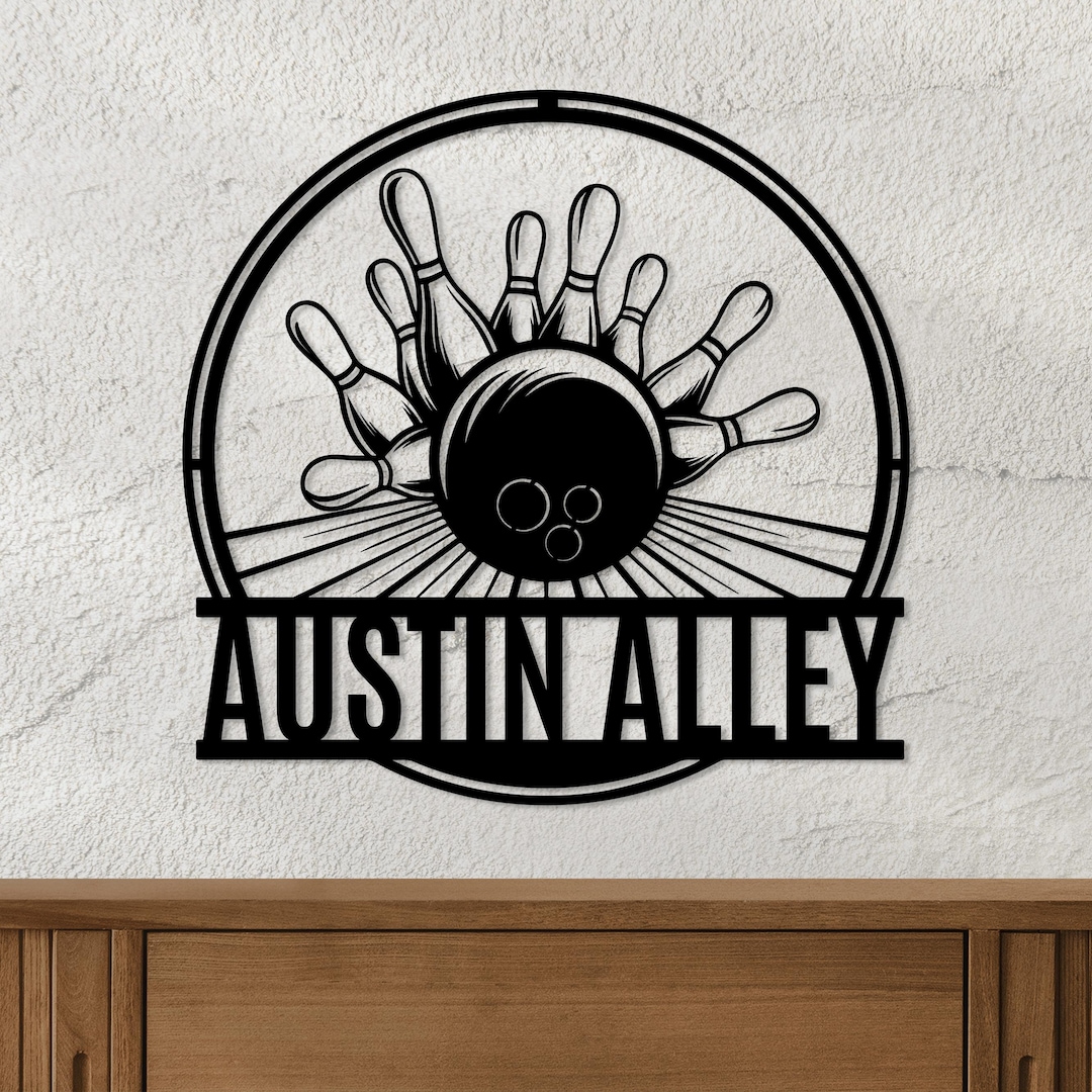 Custom Bowling Alley Metal Wall Sign, Bowling Player Name Decor ...