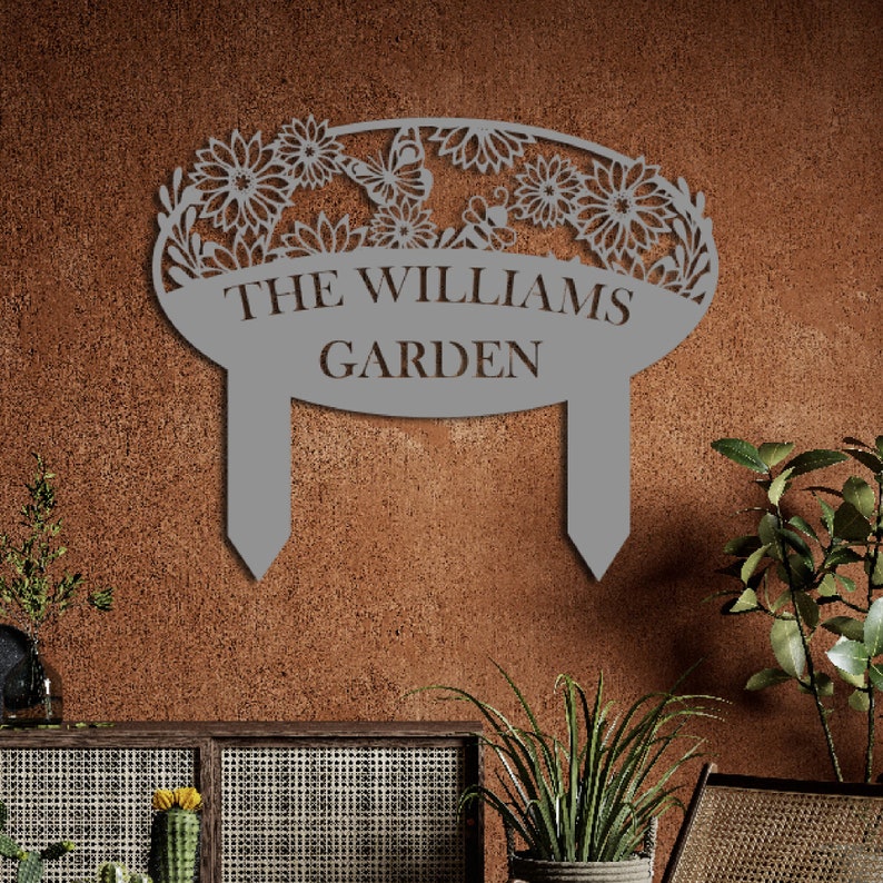 Custom Metal Garden Sign Flower Sign With Stakes - Etsy