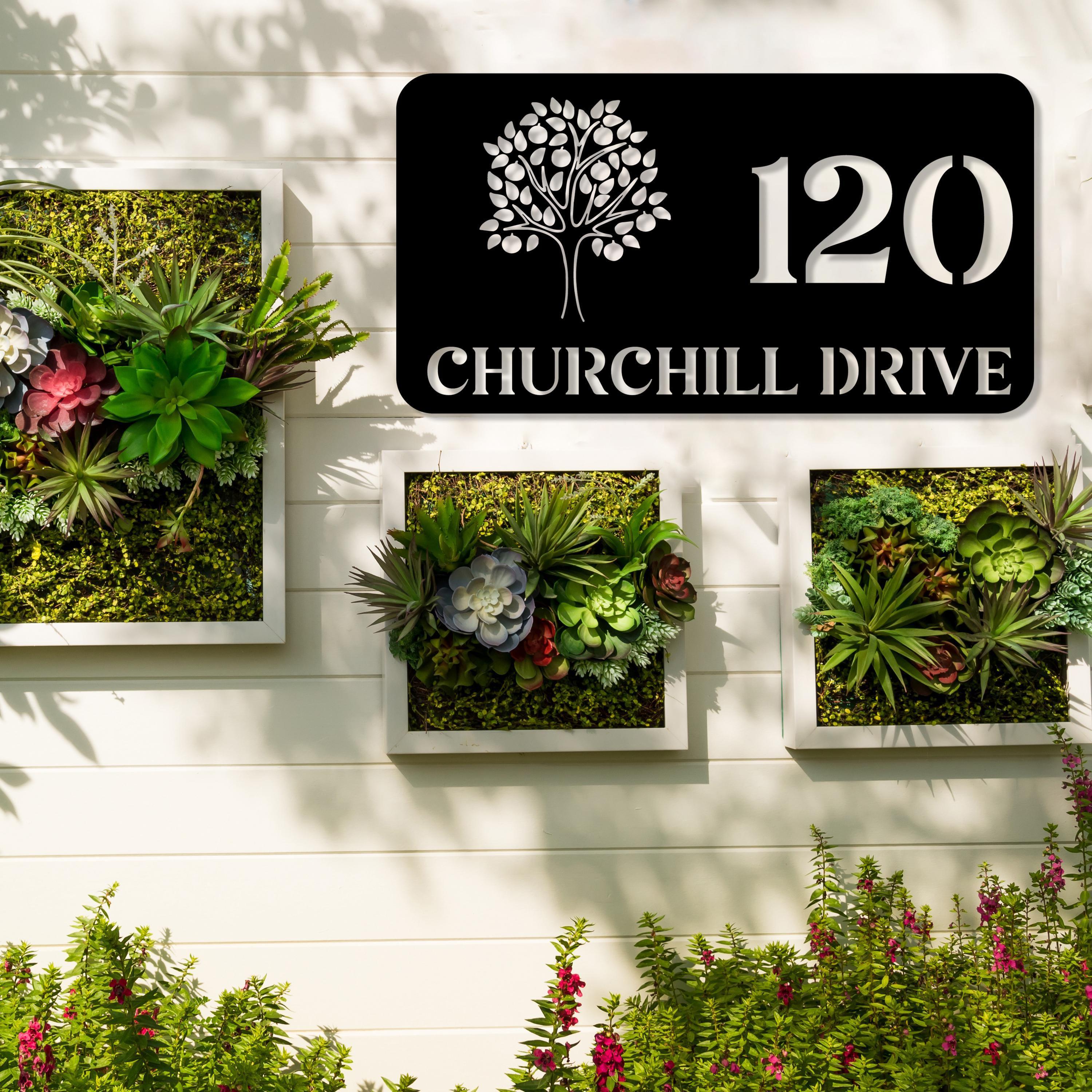 Modern Metal House Number Sign, Address Sign With Street Name, Mid ...
