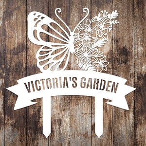 Personalized Butterfly Metal Garden Sign With Stakes, Metal Yard Decor ...