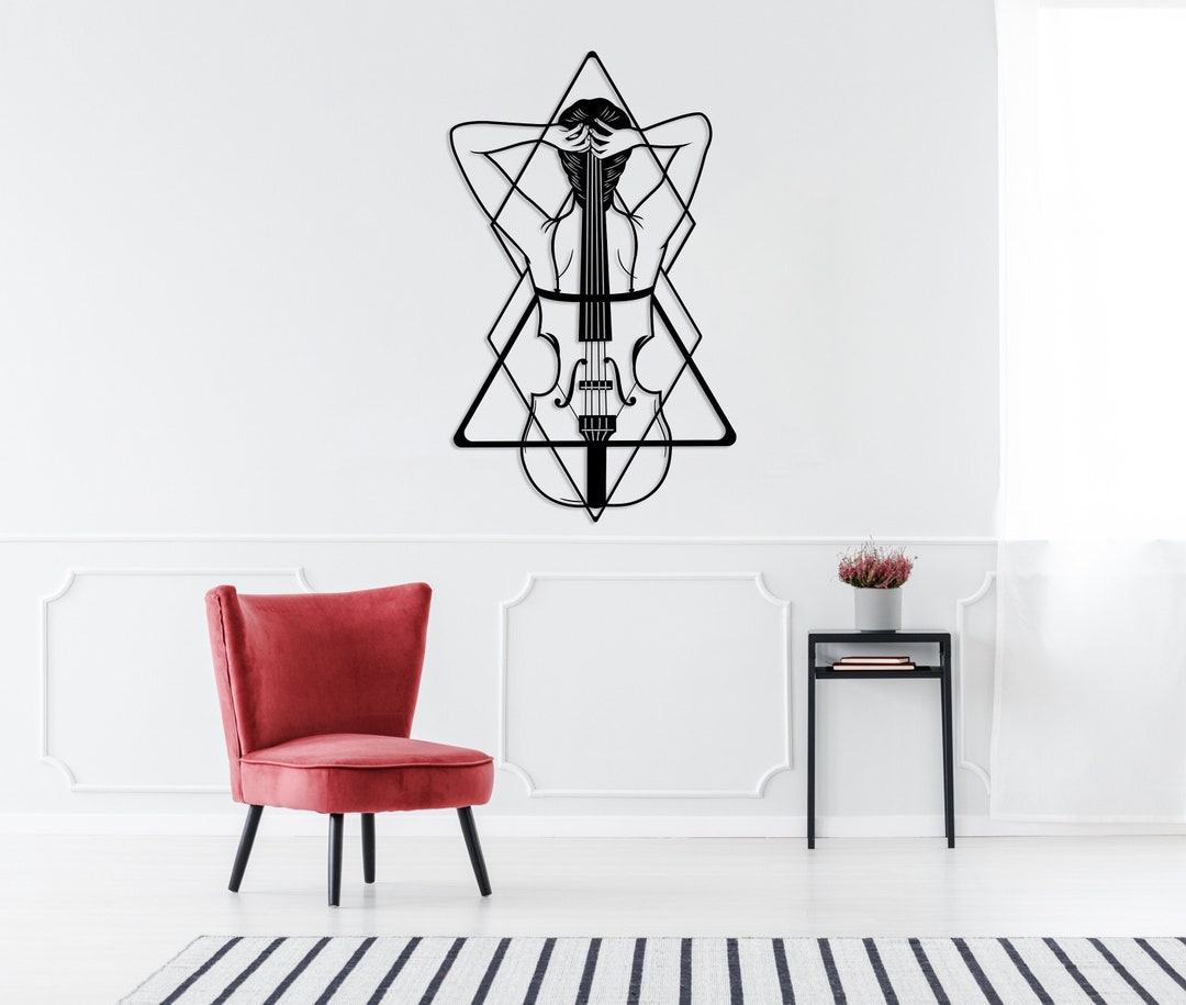 Violin Metal Wall Art With Woman, Violin Music Instrument Wall Decor ...