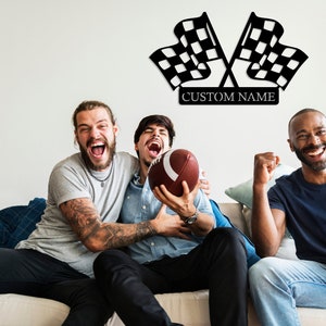 Custom Checkered Flag Racing Sign, Checkered Flag Monogram ...