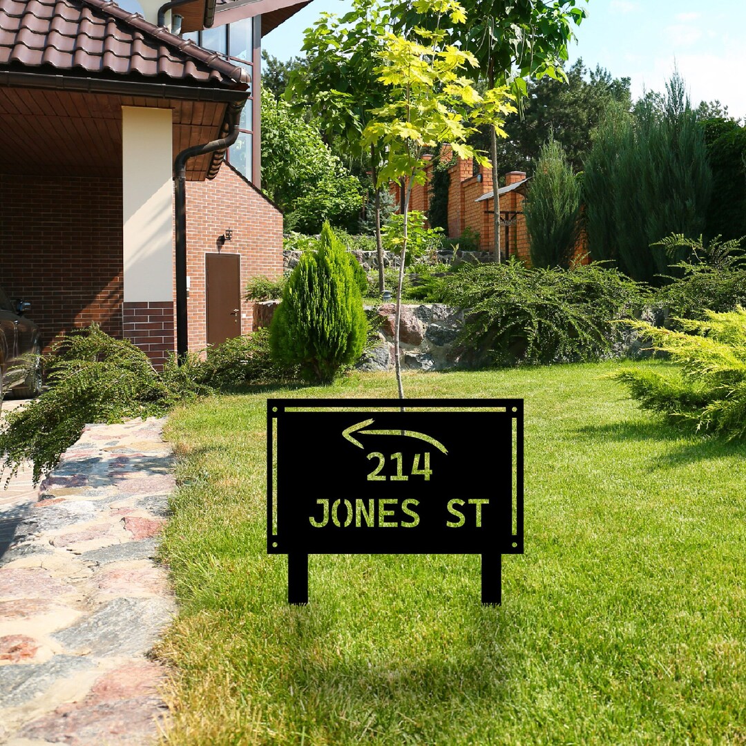 Metal Custom Address Sign With Stakes, Personalized Address Sign, Yard ...
