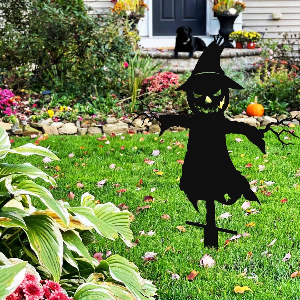 Halloween Scarecrow Metal Garden Stakes, Outdoor Halloween Decor ...