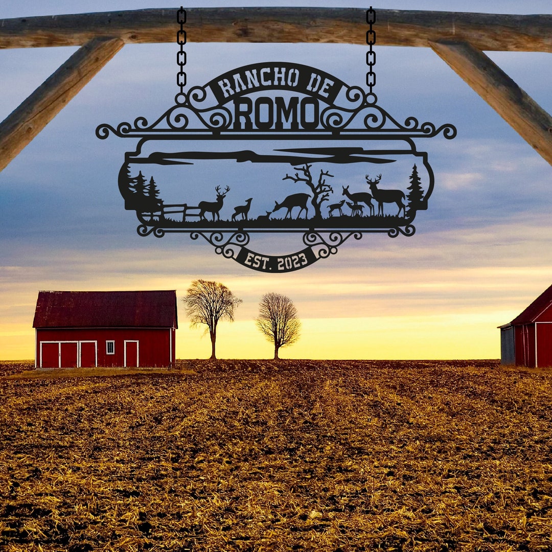 Custom Metal Farm Sign, Personalized Farm Name Sign, Outdoor Gate Sign ...