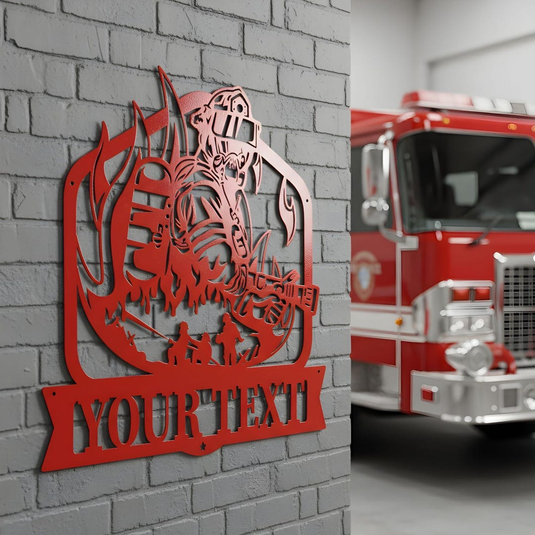 Custom Fireman Metal Sign, Personalized Firefighter Name Sign, Fire ...