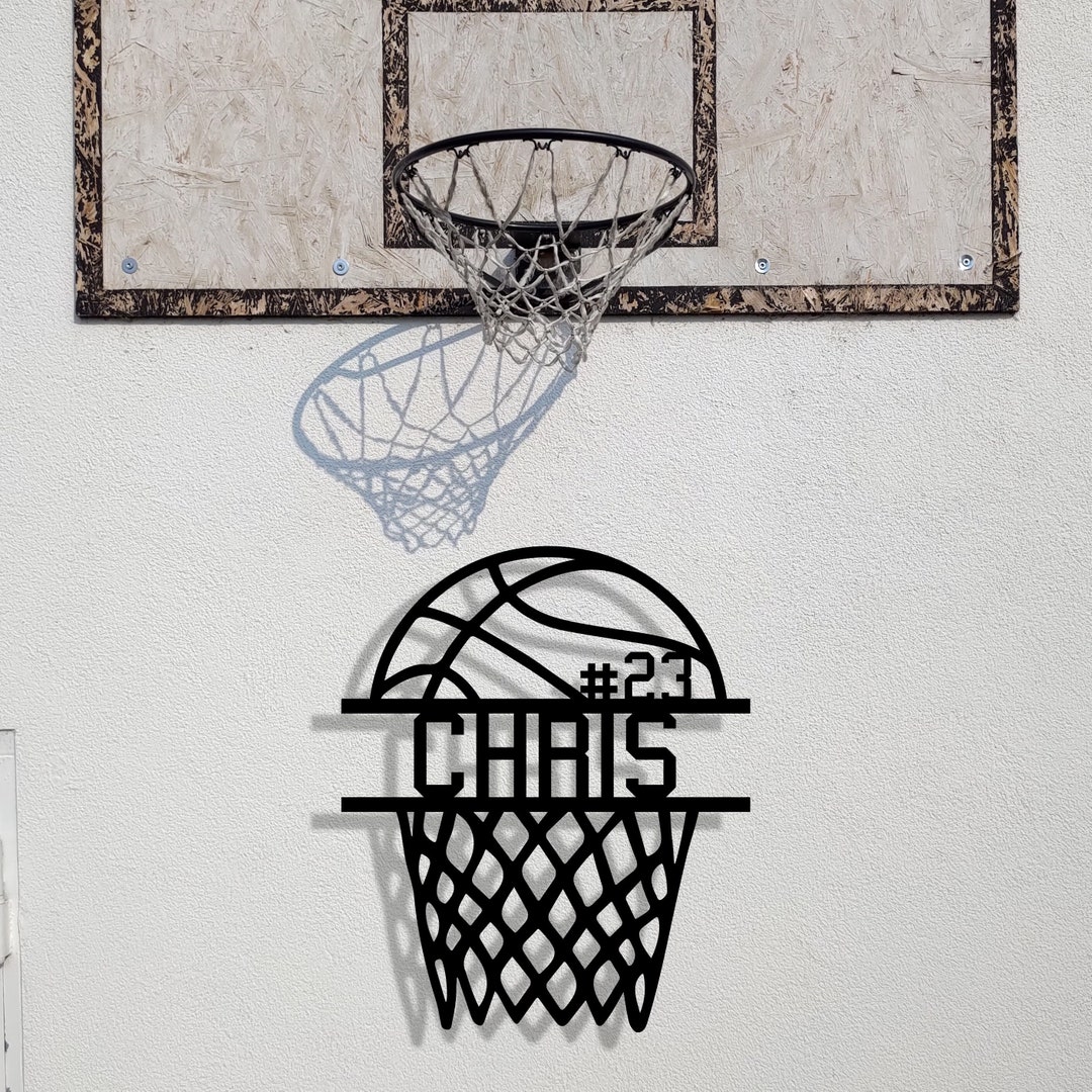 Custom Metal Basketball Hoop Decor, Personalized Basketball Name Sign ...