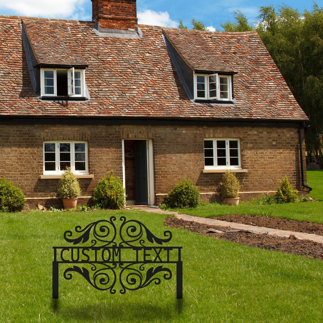 Custom Metal Scroll Garden Sign With Stakes, Garden Scroll Decor ...