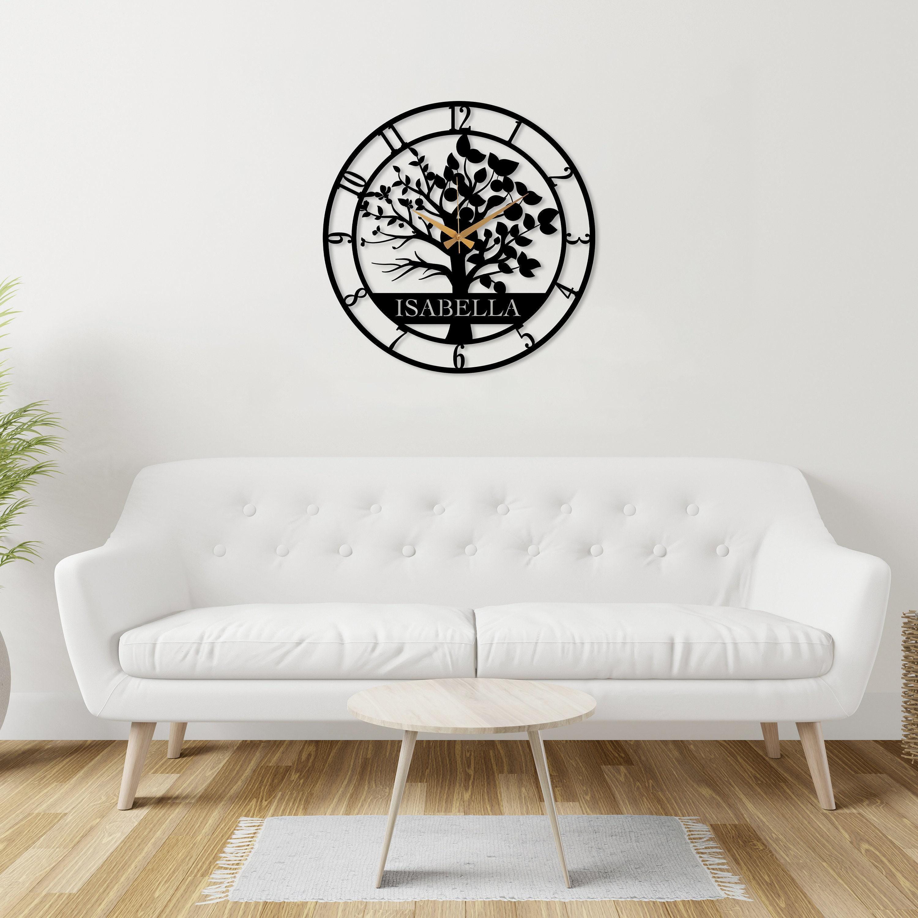 Custom Metal Tree of Life Wall Clock, Personalized Name Wall Clock ...