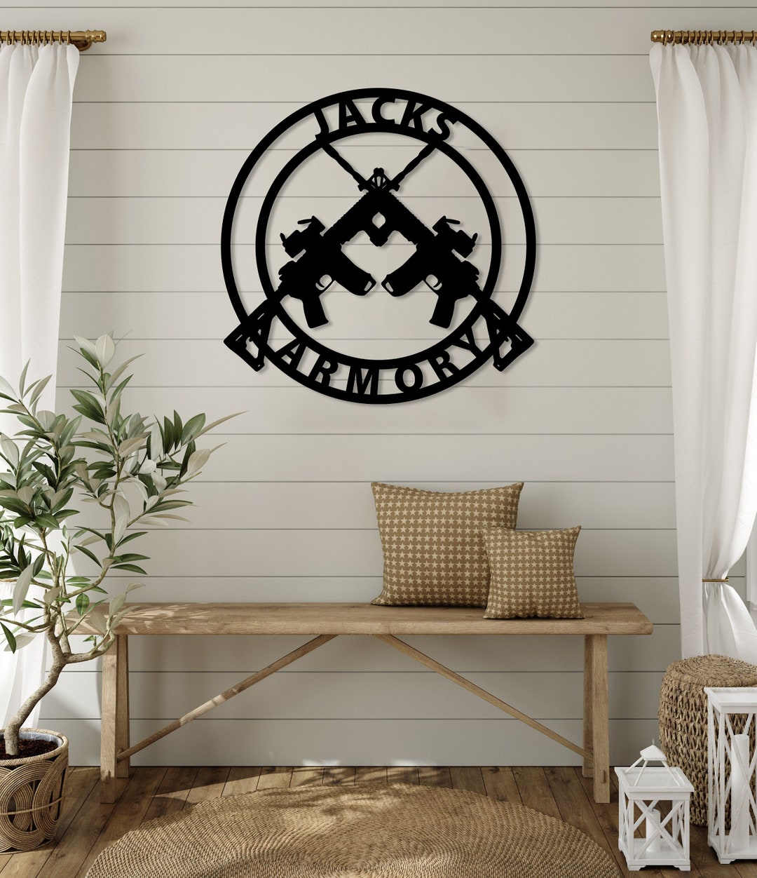 Custom Metal Gun Sign, Personalized Armory Name Sign, Mancave Decor ...