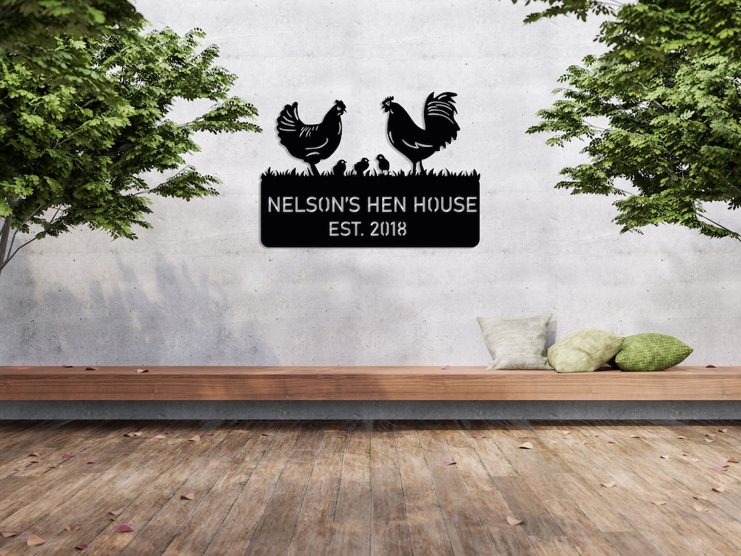 Custom Metal Chicken Wall Sign, Personalized Chicken Farm Sign, Chick ...