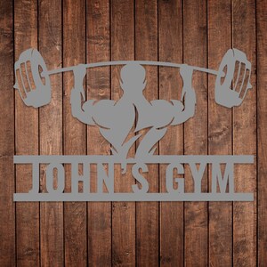 Personalized Gym Name Metal Sign, Custom Bodybuilder Name Sign, Barbell ...