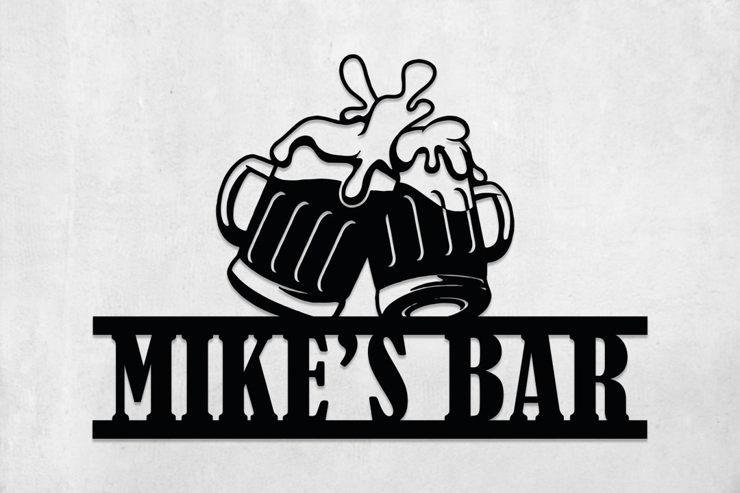 Custom Metal Bar Sign, Beer Mug Wall Art, Personalized Bar Sign for ...