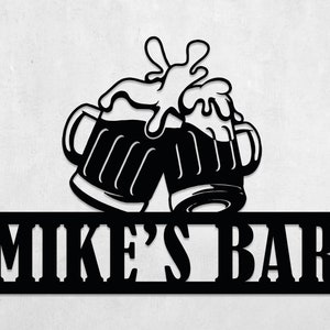 Custom Metal Bar Sign, Beer Mug Wall Art, Personalized Bar Sign for ...