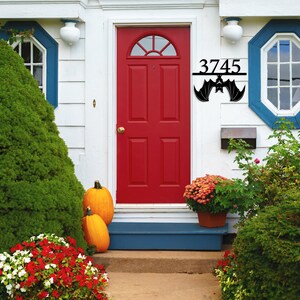 Custom Bat Address Sign, Personalized House Number Sign, Halloween Bat ...