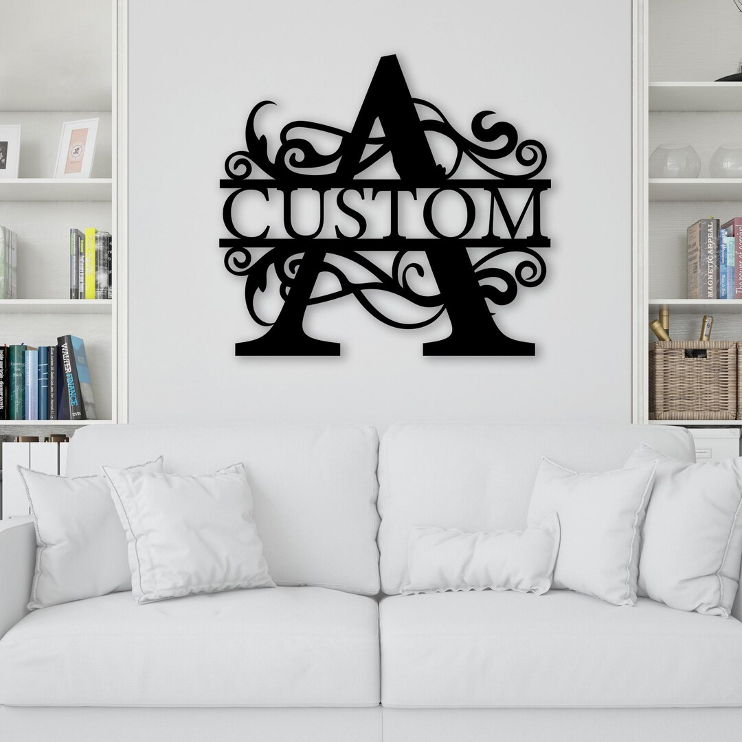 Custom Metal Monogram Sign, Personalized Last Name Wall Art, Custom ...