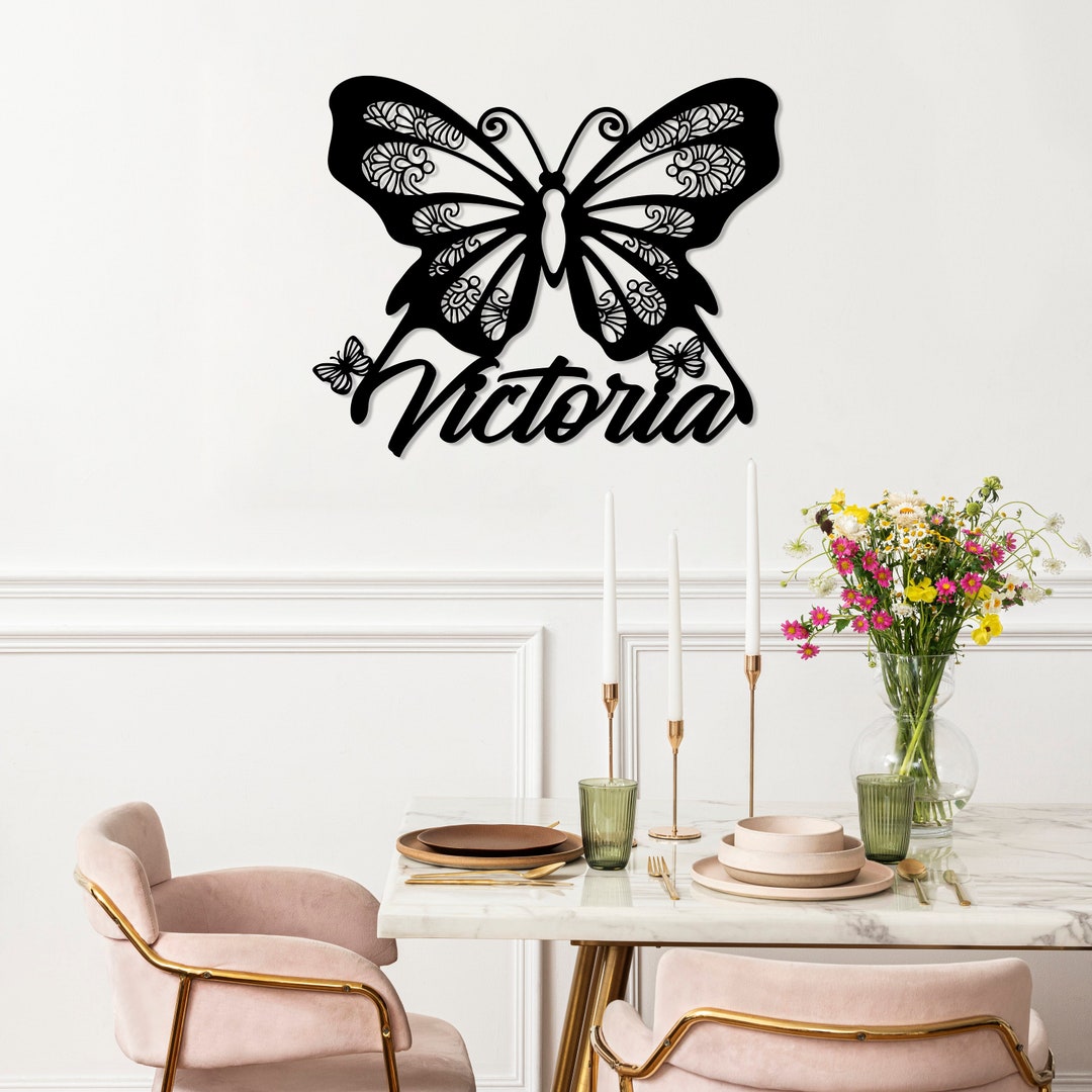 Personalized Butterfly Metal Sign, Custom Butterfly Name Sign, Mothers ...