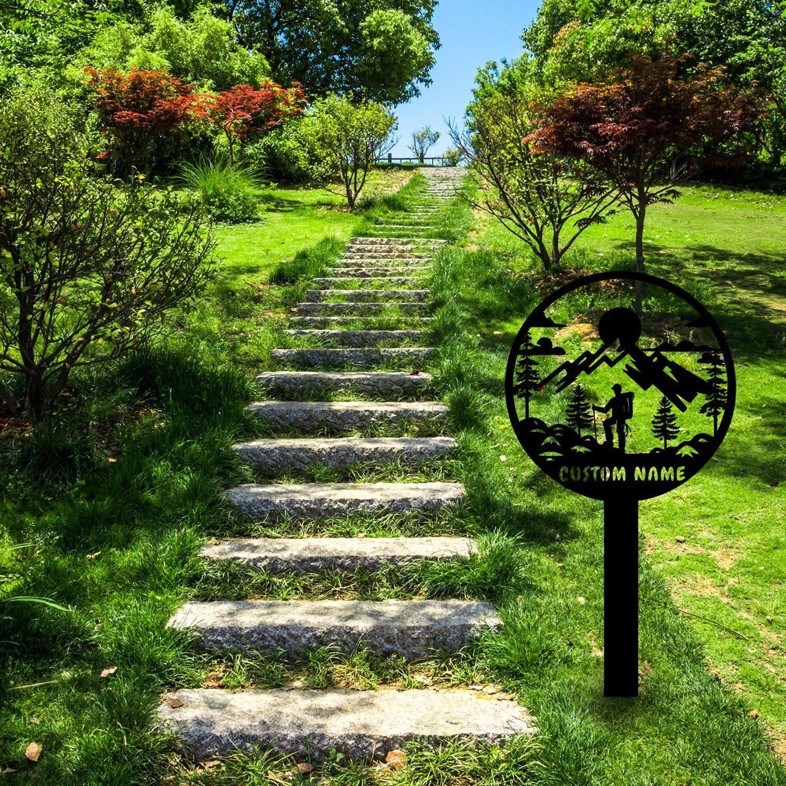 Custom Trekking Metal Stake, Personalized Hiking Sign, Climbing Man ...