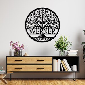 Custom Family Tree of Life Name Sign, Metal Last Name Sign, Home Sign ...